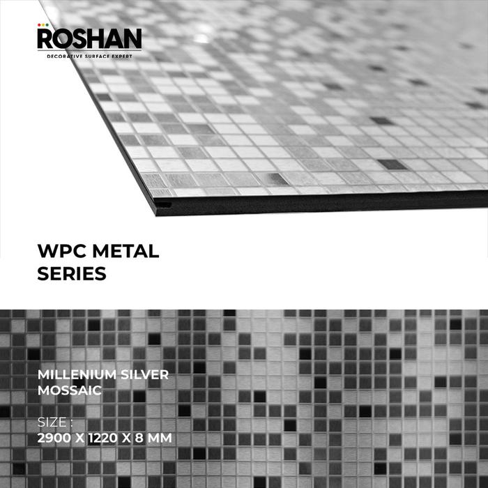 Jual Wall Panel WPC Roshan 2900x1220 Metal Series - Silver Mosaic ...