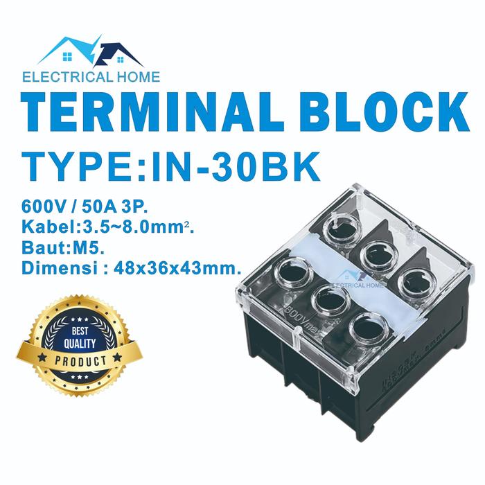 Jual Terminal Block Din Rail IN-30BK 3P 50A - Kota Surabaya - Electrical Home | Tokopedia
