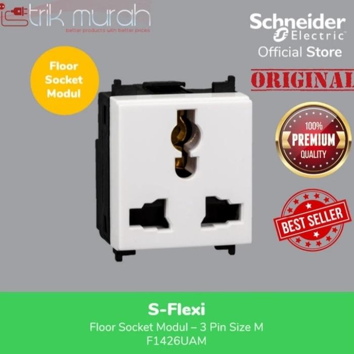 Jual Floor Socket Modul Mata Universal 3 PIN S-Flexi Stop Kontak Lantai ...