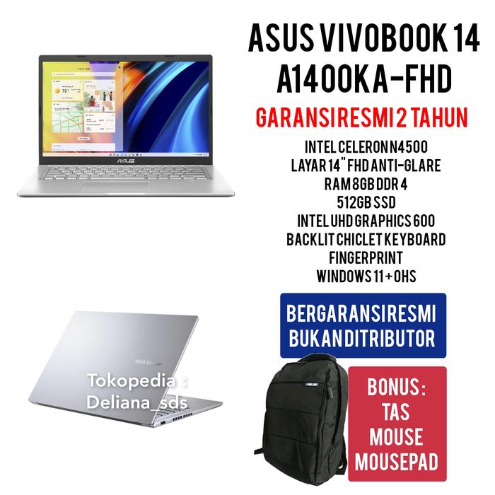 Jual Laptop Asus Vivobook 14 A1400KA-FHD Intel Celeron N4500 8GB/512GB ...