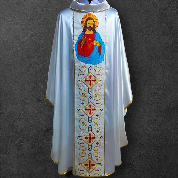 Jual Kasula Romo Imam Katolik/Full Bordir/Kasula/Kasula Warna Putih ...