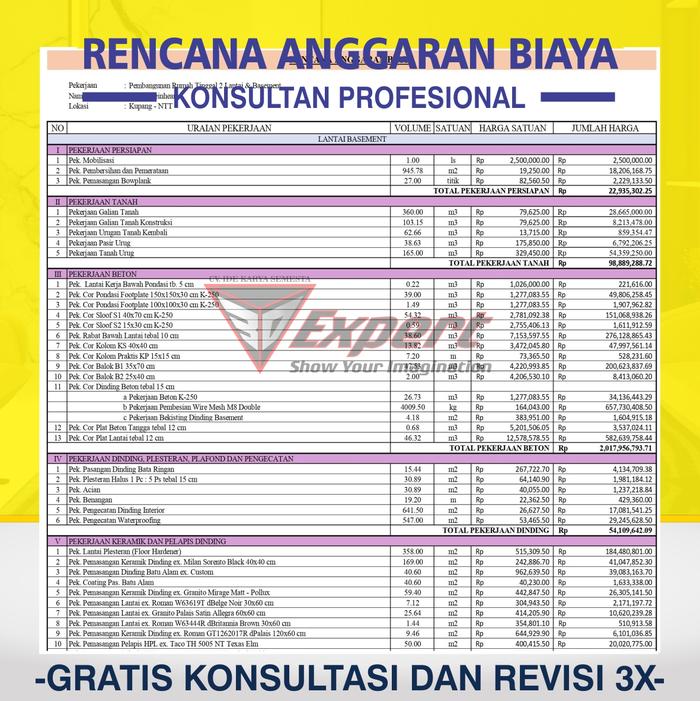 Promo Buku RAB Pembangunan Gedung-Gudang-Rumah - Kota Surabaya - 3D ...