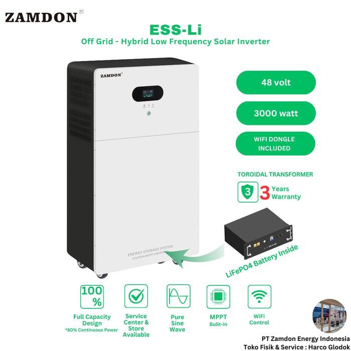 Jual Zamdon Ess-Li Low frequency 3.75KVA 3KW 48V Off grid hybrid solar ...