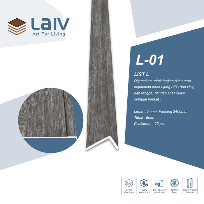 Jual LAIV List Siku L PVC Step Nosing Lantai Tangga Vinyl SPC Lis ...