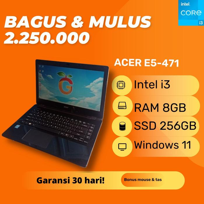 Jual Laptop Acer E5-471 Hitam Intel Core i3 SSD 256GB RAM 8GB Windows ...