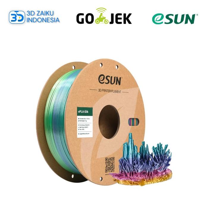 Jual eSUN 3D Filament Terbaru Rainbow Mix Color Silk PLA 1.75 mm ...