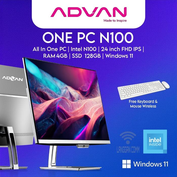 Promo Advan All In One PC N100 24 Inch FHD RAM 4GB SSD 128GB Upgradable ...