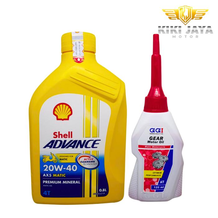 Jual OLI MOTOR SHELL ADVANCE AX5 MATIC 20W-40 0,8L + OLI GARDAN SHELL ...
