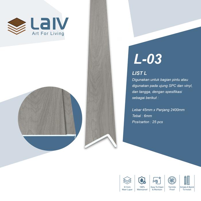 Jual LAIV List Siku L PVC Step Nosing Lantai Tangga Vinyl SPC Lis ...