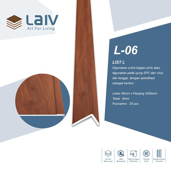 Jual LAIV List Siku L PVC Step Nosing Lantai Tangga Vinyl SPC Lis ...