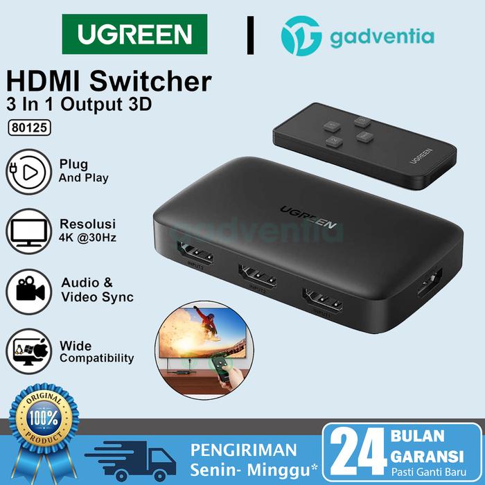 Jual UGREEN HDMI Switcher 3 in 1 out 4K UHD With Remote Laptop PS4 Ke ...