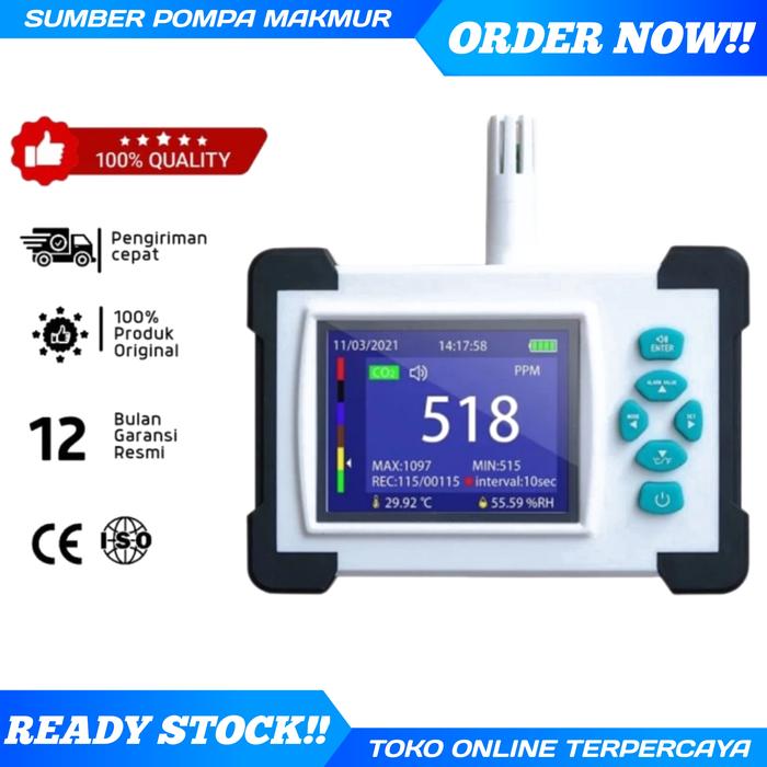 Jual NDIR Air Quality Monitor Data Logger CO2 Carbon Dioxide TVOC HCHO PM2.5 PM10 PM1 7in1 ...