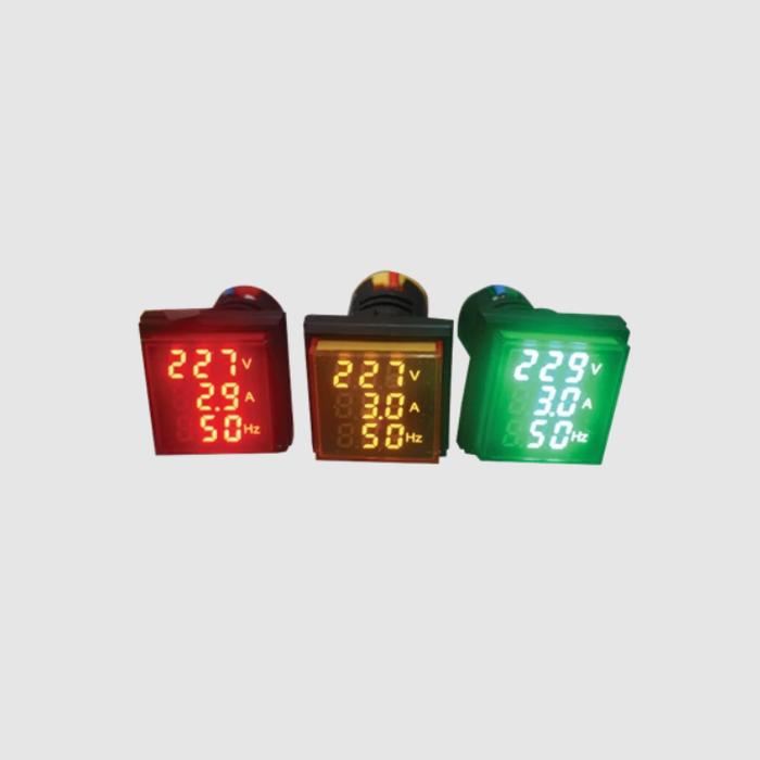 Jual Pilot Lamp Indicator LED AMPER + VOLT + HZ Meter 22mm 22 mm Kotak ...
