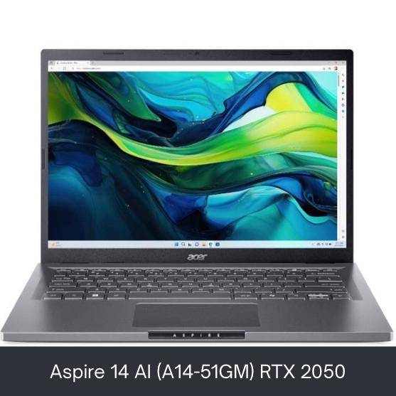 Promo ACER ASPIRE 14 AI A14-51GM-57BP I5 13420H 8GB 512GB SSD RTX2050 4GB 14” WUXGA W11 OHS21 ...