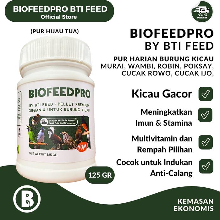 Jual BTI Feed Biofeedpro Pur Hijau Burung Kicau 125gr Murai Batu ...