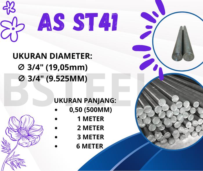 Jual Besi As ST41 Diameter 3/4 Inch (19.05) x 2 Meter - Kota Tangerang ...