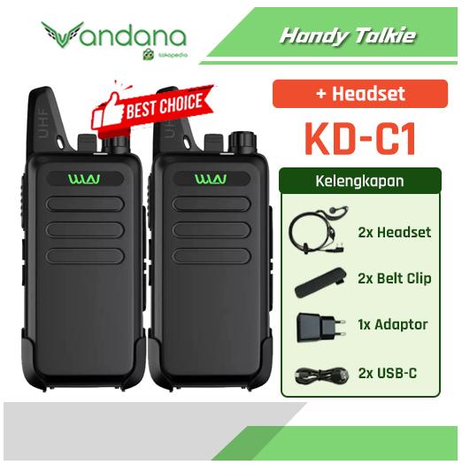 Jual WLN HT Walkie Talkie KD-C1 isi 2 Unit Warna Hitam UHF 400-470 MHz ...