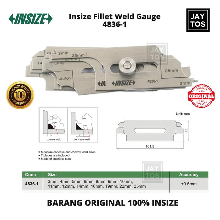 Jual Insize 4836-1 Fillet Welding Gage Alat Ukur Las Stainless Steel Original - Jakarta Utara ...