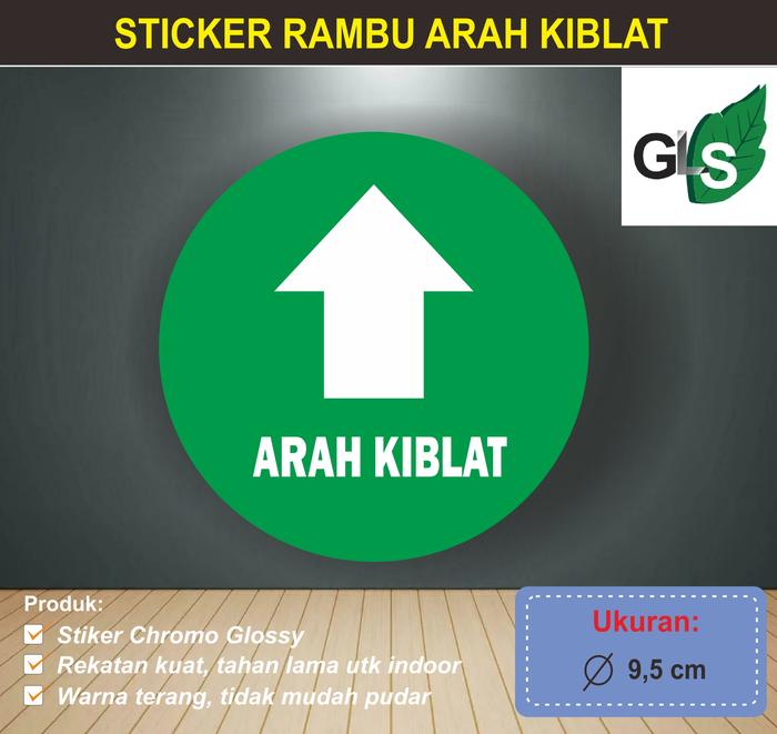 Jual Stiker Arah kiblat / Rambu Arah Kiblat Bulat / Stiker bahan chromo ...