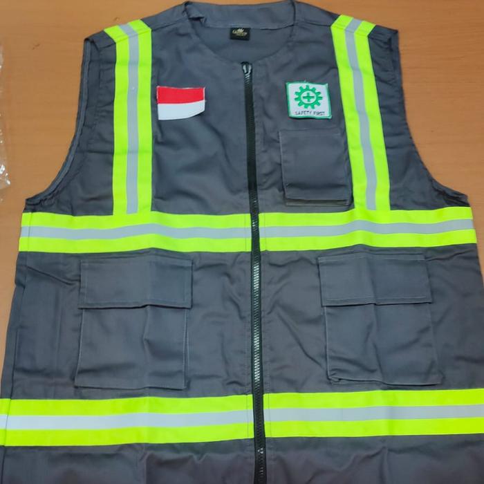 Jual rompi safety bahan drill free logo bendera dan katiga/rompi proyek ...