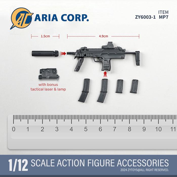 Jual 1/12 Kitbash ZYToys Weapon Senjata Snake Eyes MP7 Gun SMG with ...