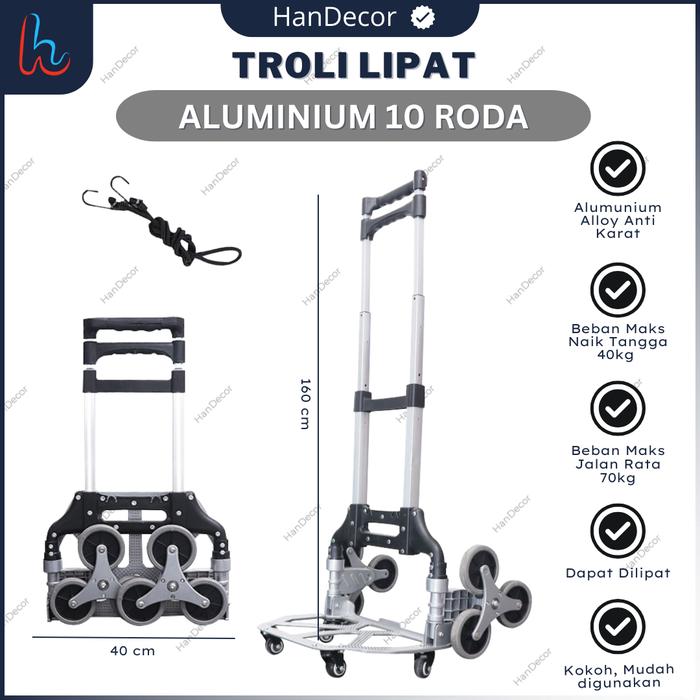 Jual TROLI 10 RODA BISA NAIK TANGGA | TROLLEY RODA 10 LIPAT ALUMUNIUM ...
