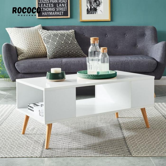 Jual Meja kopi Minimalis Warna Puti Dm 90cm - Meja Tamu Kayu Jati Solid ...