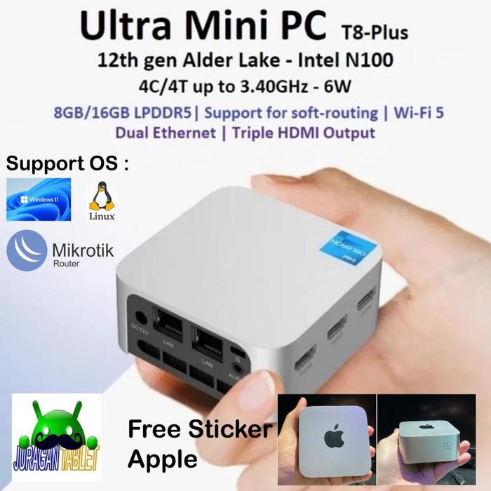 Jual Mini Pc T8 Plus Intel N100 Gen12 Alderlake Ddr5 Ssd Dual Lan ...