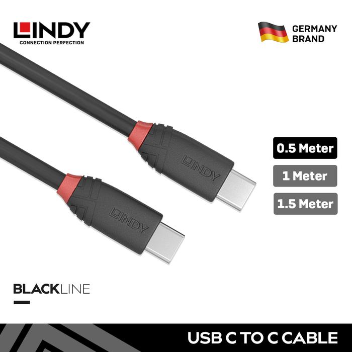 Jual Kabel USB LINDY Type C USB 3.2 2x2 20Gbps 3A 60W - 36905 - 0.5M ...