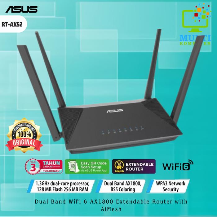Promo ASUS RT-AX52 Dual Band WiFi 6 AX1800 Extendable Router with AiMesh Cicil 0% 3x - Jakarta ...