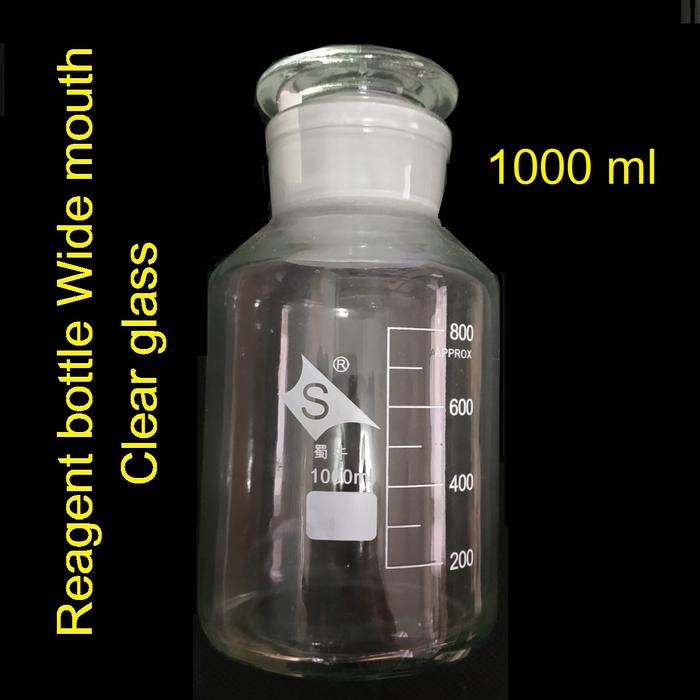 Jual REAGEN BOTOL 1000 ML CLEAR PUTIH WIDE MOUTH REAGENT BOTTLE BENING ...