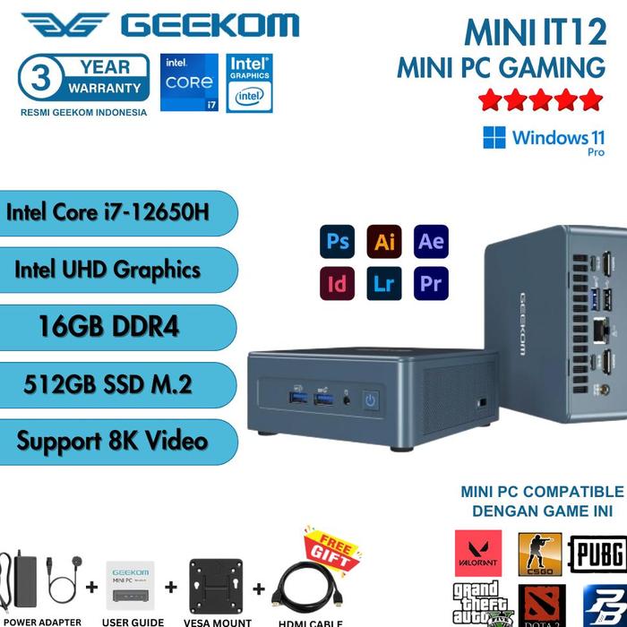 Jual Mini Pc Geekom Tipe It12 I7-12650H 32Gb/1Tb Windows 11 Pro - Kota ...