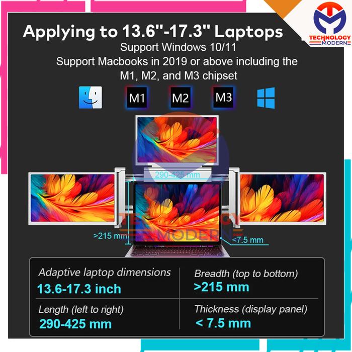 Jual Portable Quad Monitor 14 Inch Extend 4 Display Support Windows ...