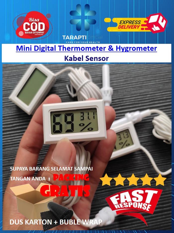 Promo Mini Digital Thermometer & Hygrometer with Probe /Ukur Suhu Dan ...