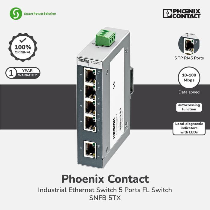 Promo Phoenix Contact Industrial Ethernet Unmanaged Switch 5 Ports - FL ...