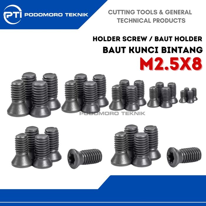 Jual Baut Holder M2.5X8 Screw Bintang M2.5 X 8 Insert Holder Bubut ...