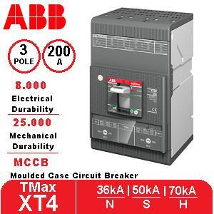 Jual MCCB ABB 3P ADJUSTABLE XT4 (200A 250A) - TMA-200, XT4N (36kA ...