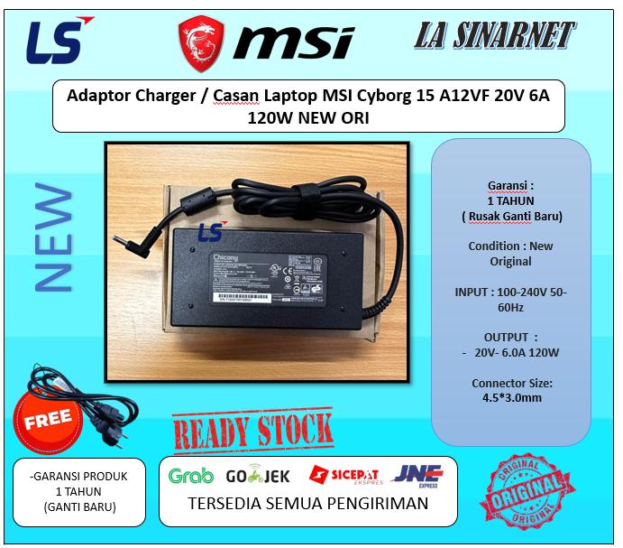 Promo Adaptor Charger / Casan Laptop MSI Cyborg 15 A12VF 20V 6A 120W ...
