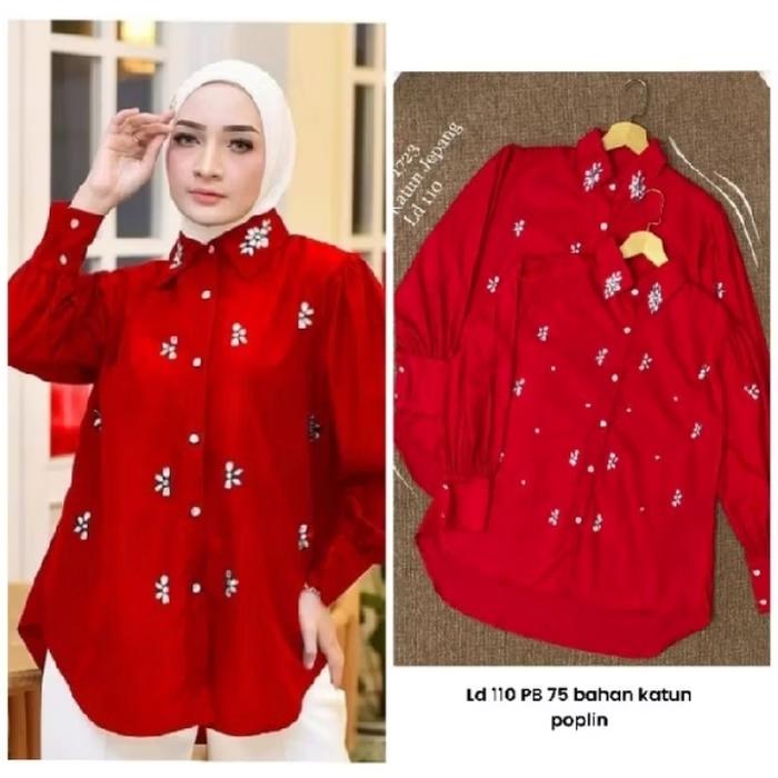 Jual KEMEJA KERJA SWAROSKY ATASAN WANITA AGUSTUS MERAH PUTIH PREMIUM ...