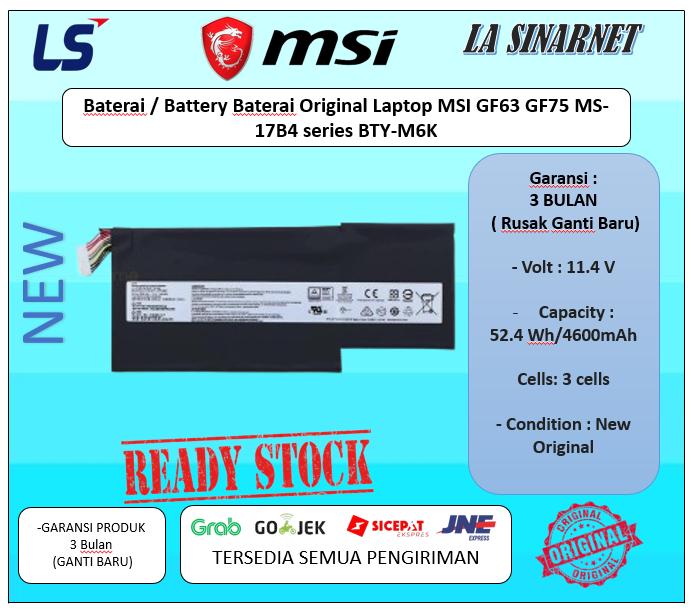 Jual Baterai / Battery Baterai Original Laptop MSI GF63 GF75 MS-17B4 ...