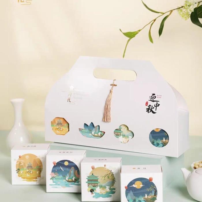 Jual Box Jinjing Mooncake 50gr Dus Putih Kotak Kue Bulan Mid Autumn ...