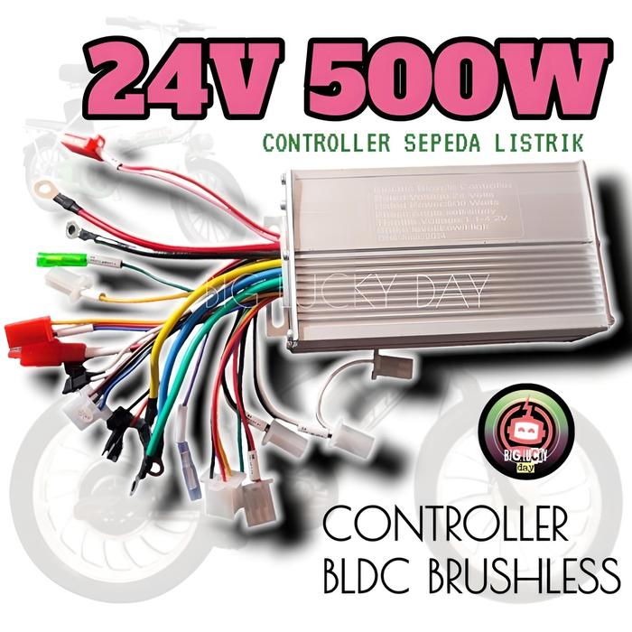 Jual CONTROLLER 24V 500W BLDC BRUSHLESS SEPEDA LISTRIK UNIVERSAL 24VOLT ...