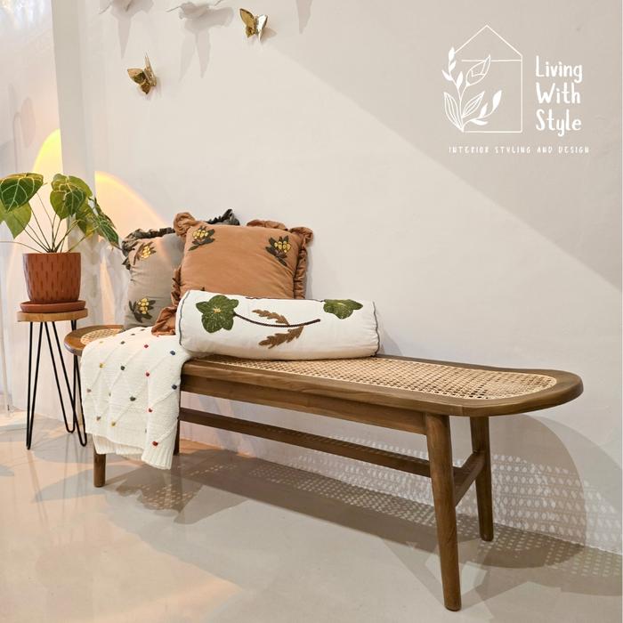 Jual Living With Style - Alam Series Wood and Rattan Bench / Kursi ...