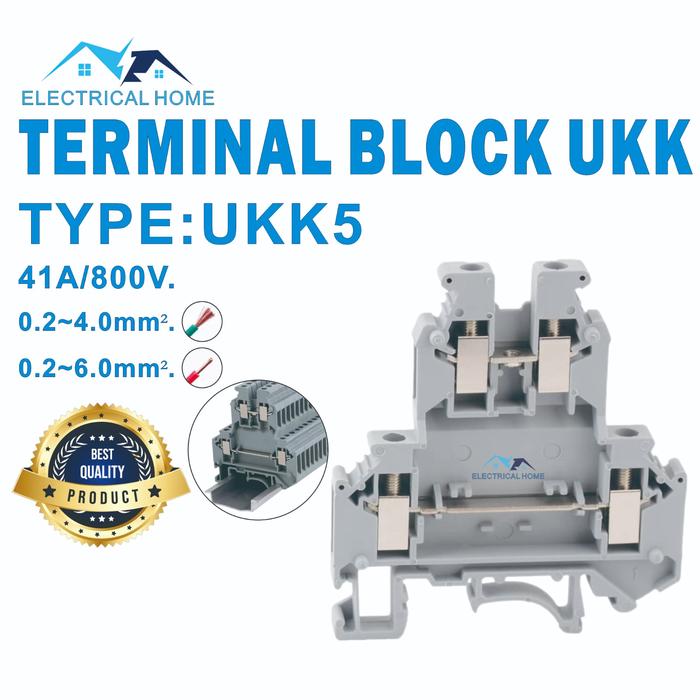 Jual Terminal Block UKK5 (0.2~4mm) 800V Doubel Deck Terminal Din Rail ...