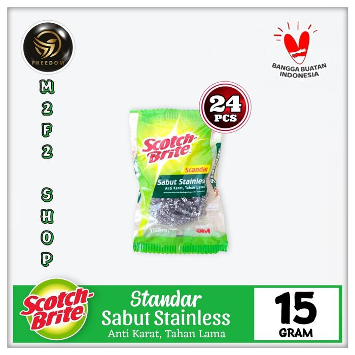 Jual 3M Scotch Brite Standar ID T57N | Sabut Stainless Cuci Piring Serbaguna Anti Karat Sachet ...