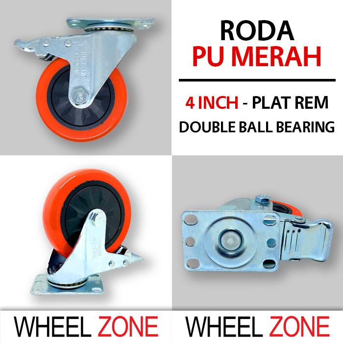 Jual Roda Troli PU RHJ-TW Ukuran 4 Inch - Double Ball Bearing - BRAKE ...