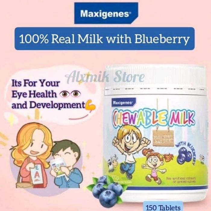 Jual [New] Maxigenes Chewable Milk With Blueberry 150 Chewable Tablets ...