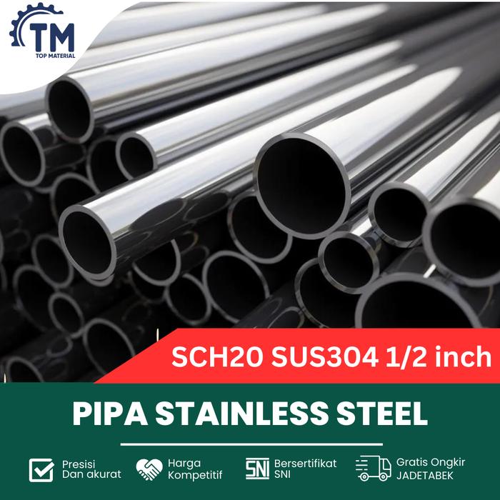 Jual Pipa Besi Stainless Steel Schedule SCH 20 SUS304 Diameter 1/2 inch Panjang 6 Meter SNI ...
