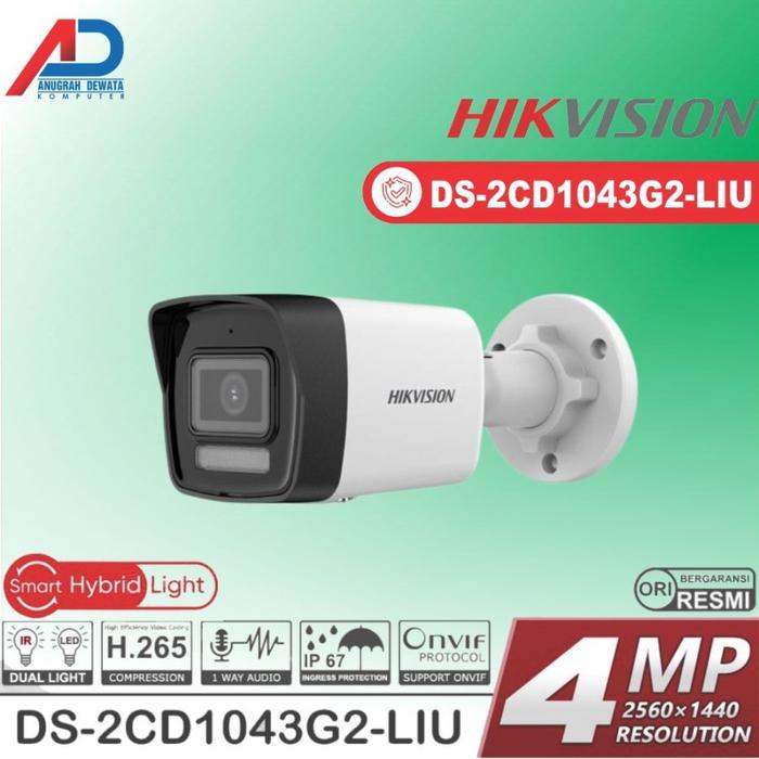 Jual IP CAMERA HIKVISION 4MP OUTDOOR DUAL LIGHT AUDIO DS-2CD1043G2-LIU ...