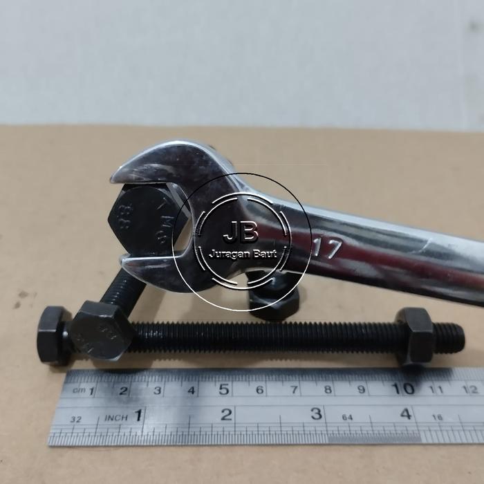 Jual BAUT MUR BAJA M10 X 120 FULL DRAT PANJANG 12CM KUNCI 17 12 CM BAUD ...